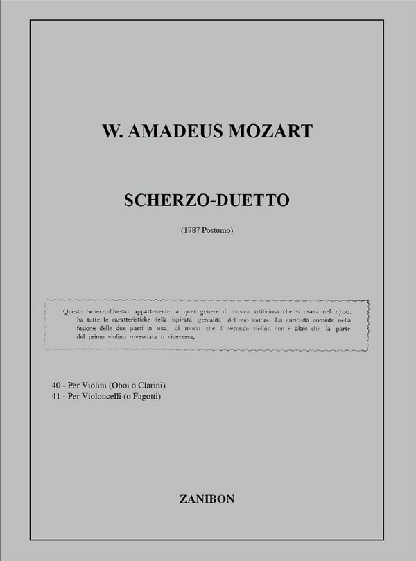 Scherzo-Duetto per 2 violini (oboi o clarini) von Wolfgang Amadeus ...