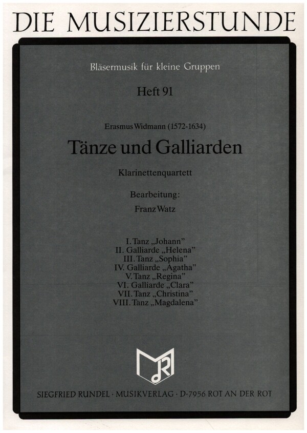Tänze und Galliarden von Erasmus Widmann - Rundel Musikverlag ...