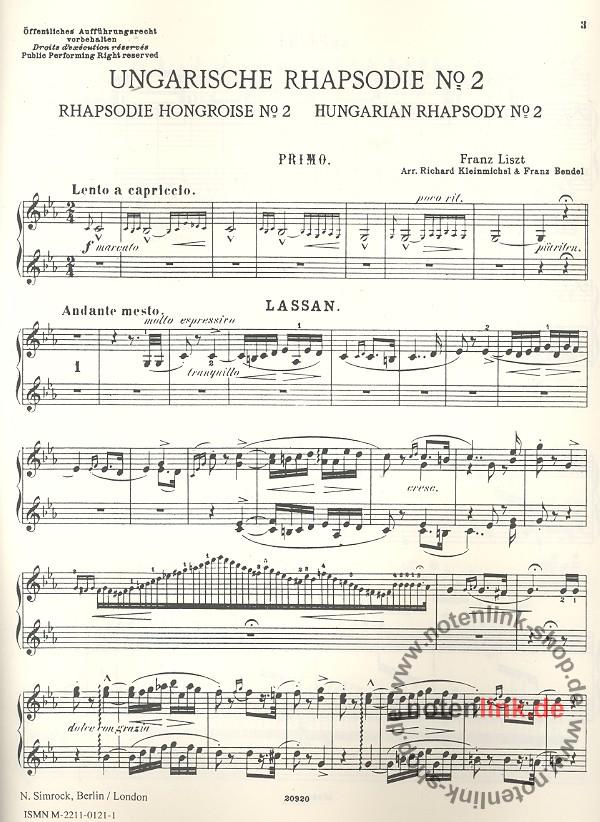 Ungarische Rhapsodie Nr.2 von Franz Liszt - Anton J. Benjamin GmbH | Musikforum Demond