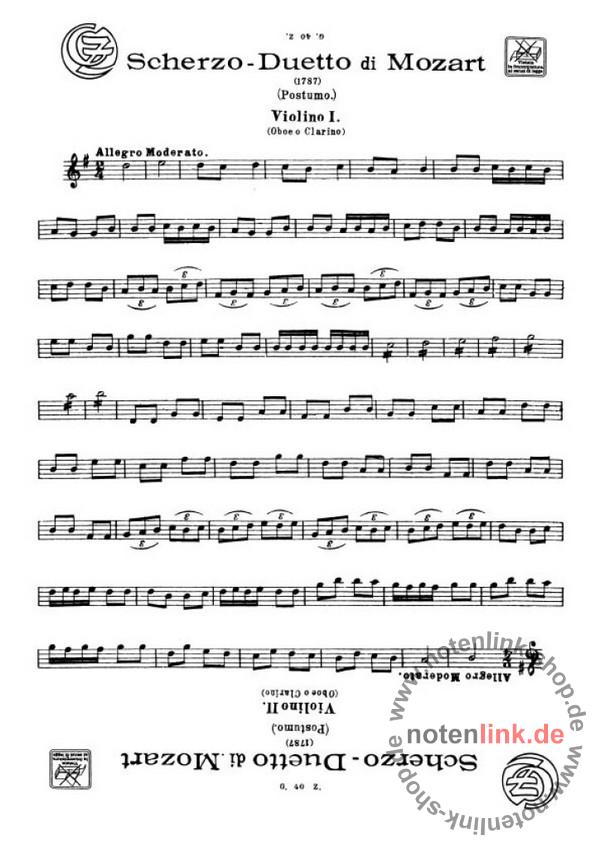 Scherzo-Duetto per 2 violini (oboi o clarini) von Wolfgang Amadeus ...