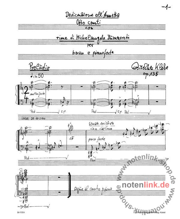 Klebe, Giselher [Txt:] Buonarroti, Michelangelo - Bärenreiter Verlag ...