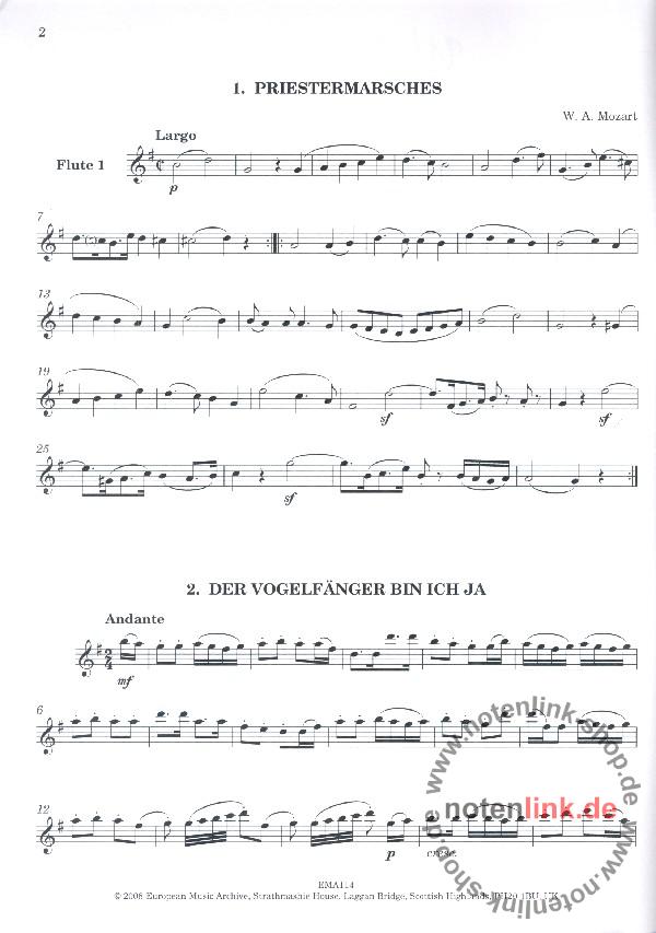 Mozart, Wolfgang Amadeus : 17 Duets from the Magic Flute for 2 flutes ...