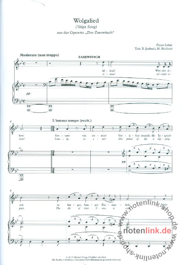 Wolgalied von Franz Lehár - Weinberger Musikverlag | Mayrische / Musik ...
