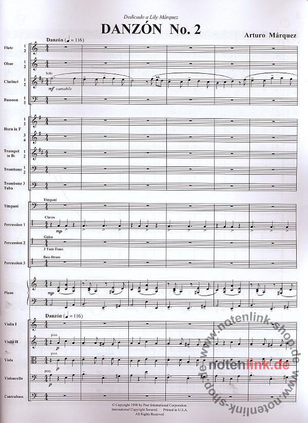 Márquez, Arturo : Danzón no.2 for orchestra - bei Peermusic Classical ...