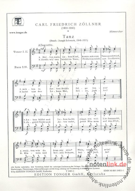 Tanz von Carl Friedrich Zoellner - Edition Tonger GmbH | Musikforum Demond