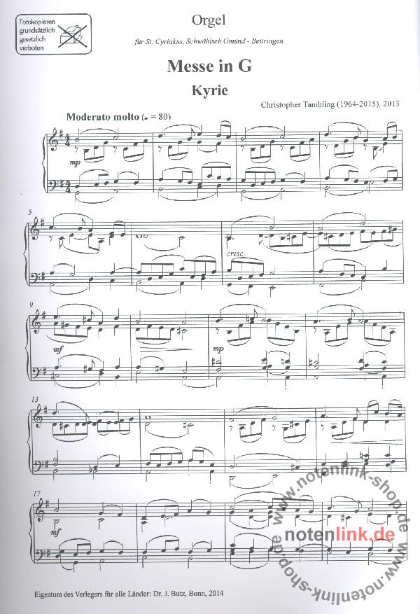 Messe in G von Christopher Tambling - Dr. J. Butz Musikverlag ...