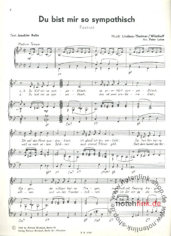 Du bist mir so sympathisch von Joh. Theimer - Richard Birnbach KG ...