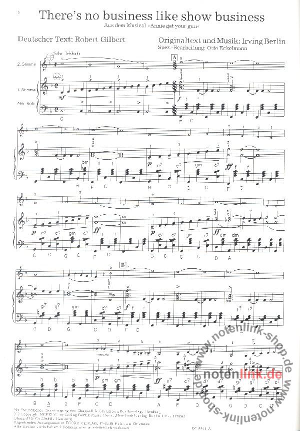 Bunt gemischt 5 für Akkordeon bekannte und beliebte Melodien von ...