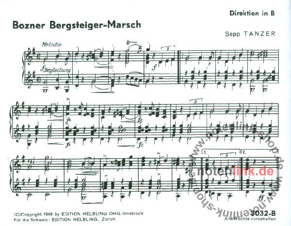Tanzer, Sepp : Bozner Bergsteigermarsch und Zum Abschied für ...