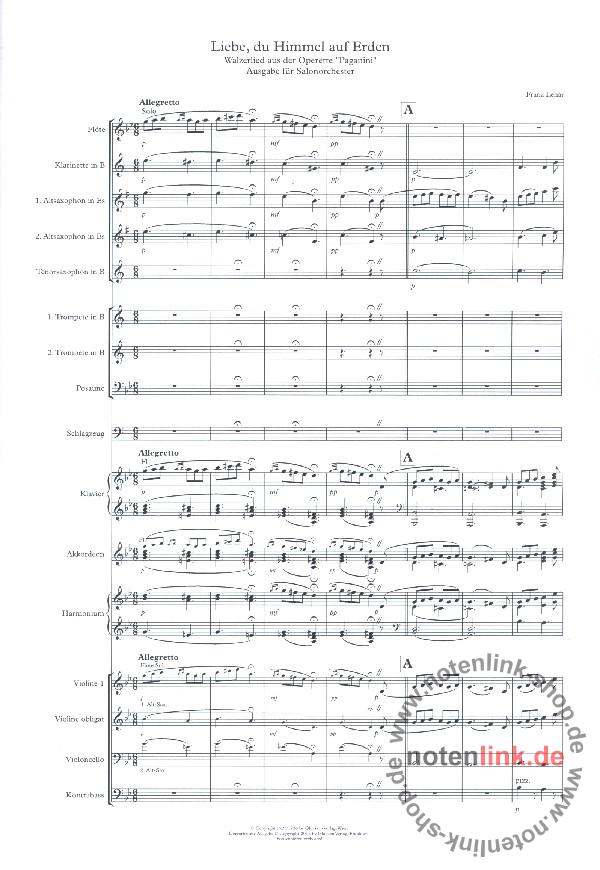 Liebe, du Himmel auf Erden von Franz Lehár - Weinberger Musikverlag ...