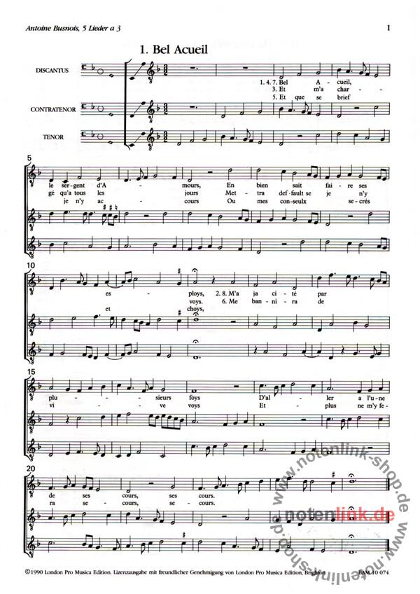 5 Französische Lieder für 3 Stimmen oder Instrumente, 3 Stimmen (Disc ...